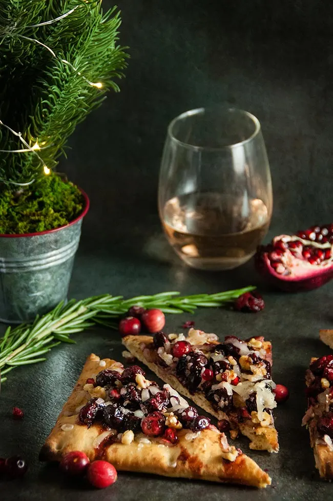 Holiday Goat Cheese Flatbread with Honey Balsamic Cranberries and ...