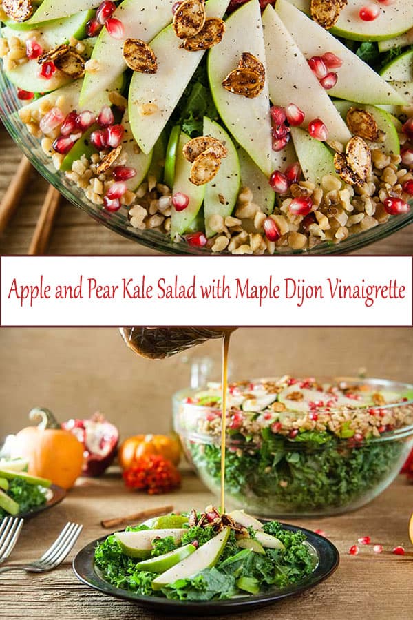 Apple and Pear Kale Salad with Maple Dijon Vinaigrette - Seasoned Sprinkles