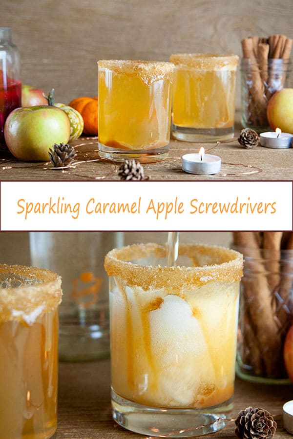 Sparkling Caramel Apple Screwdrivers - Seasoned Sprinkles