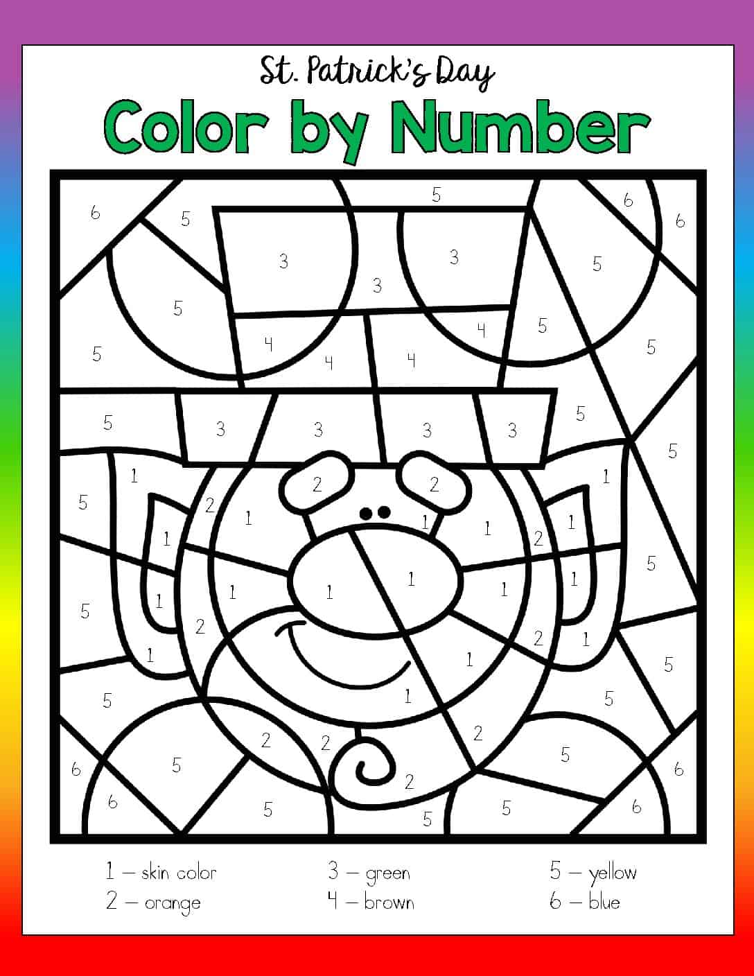 Color by number St. Patrick's Day #1 - b&w - Seasoned Sprinkles