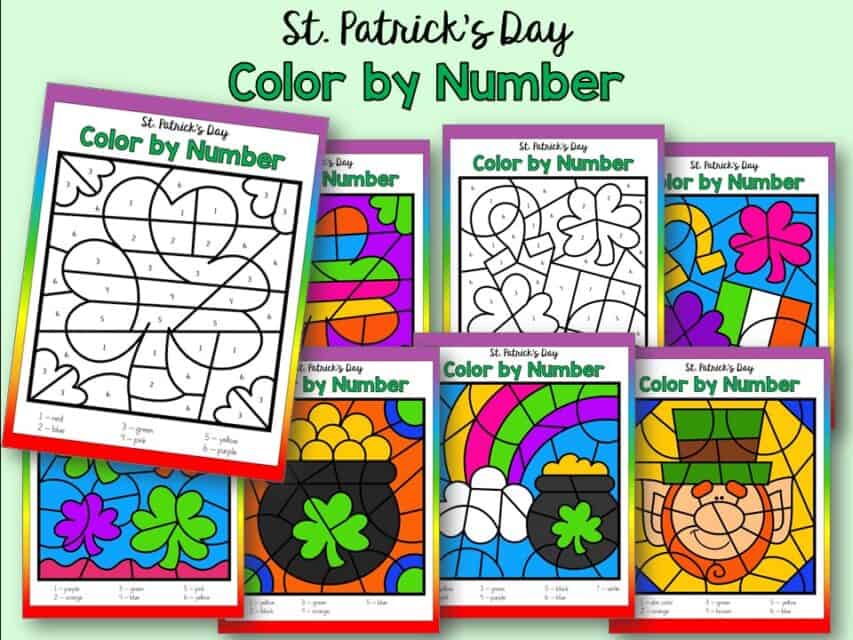 St. Patrick's Day color by number printables for preschool ...