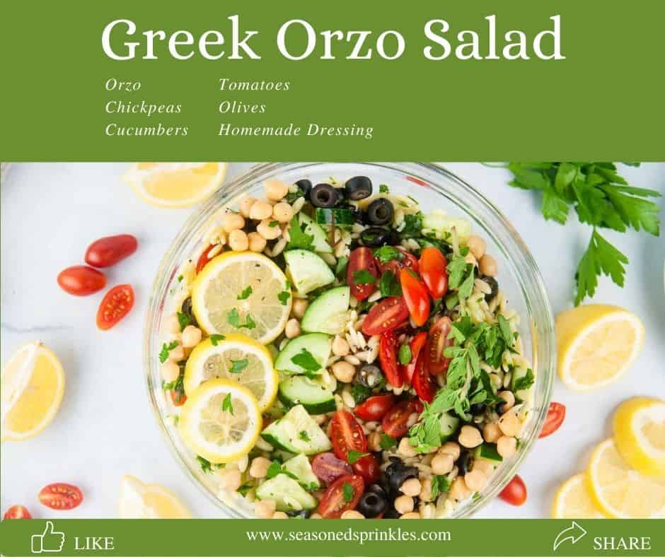 Easy Refreshing Greek Orzo Salad - Seasoned Sprinkles