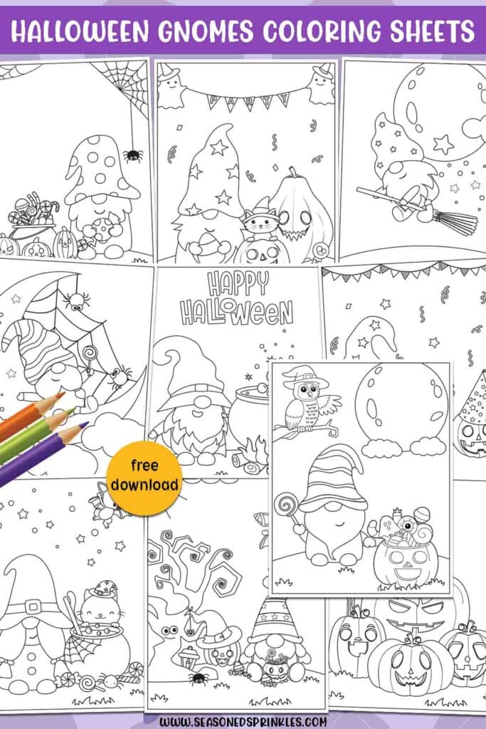 Free Printable Halloween Coloring Pages Halloween Gnomes - Seasoned ...