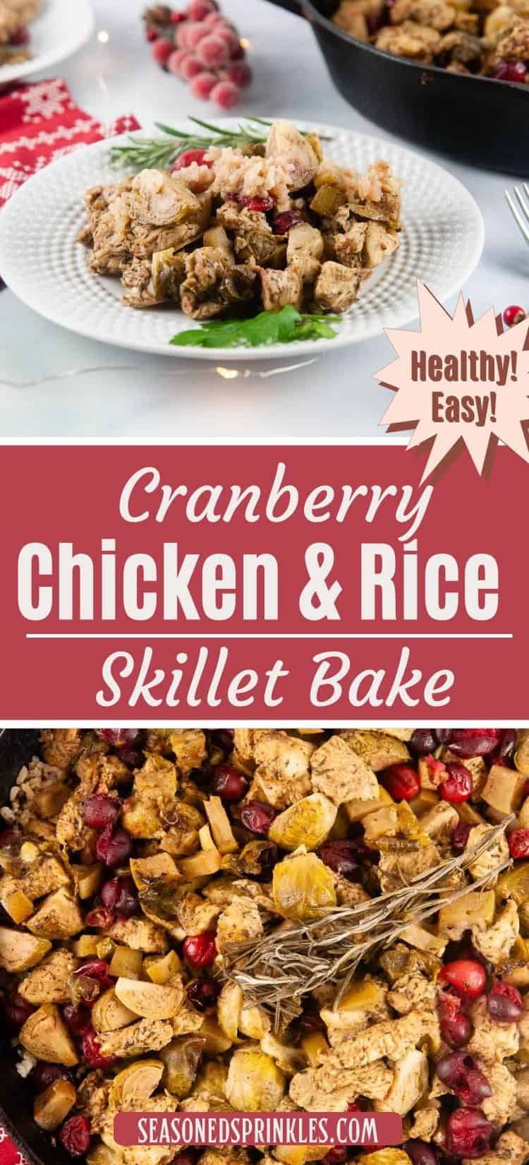Festive Easy Cranberry Chicken and Rice Skillet - Seasoned Sprinkles