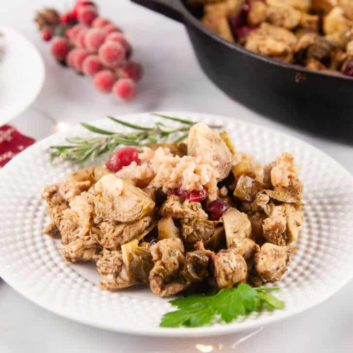 Festive Easy Cranberry Chicken and Rice Skillet - Seasoned Sprinkles
