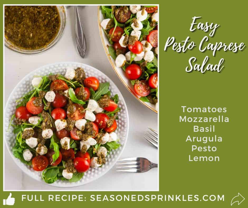 Easy Pesto Caprese Salad (Italian Mozzarella, Tomato, Basil Salad ...