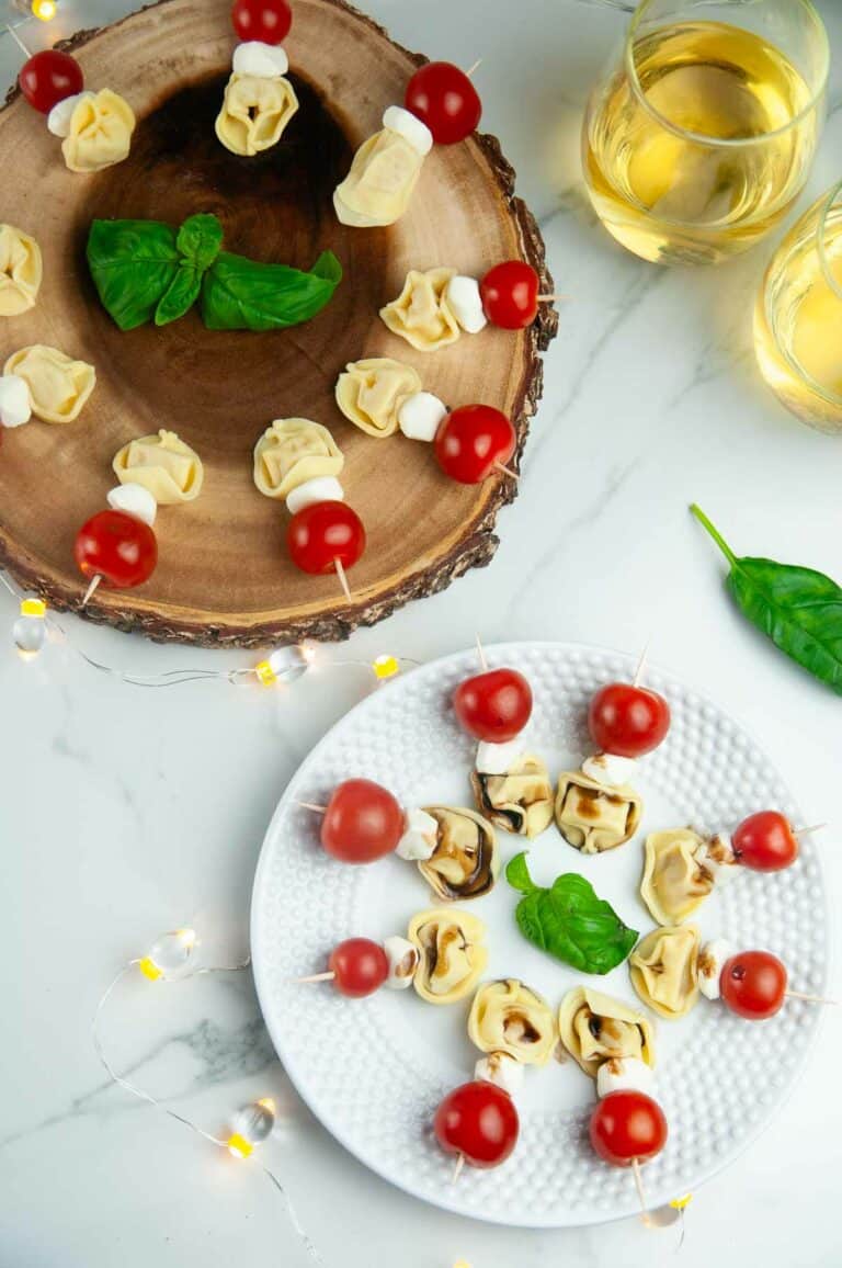 Easy Tortellini Caprese Skewers with Balsamic Glaze - Seasoned Sprinkles