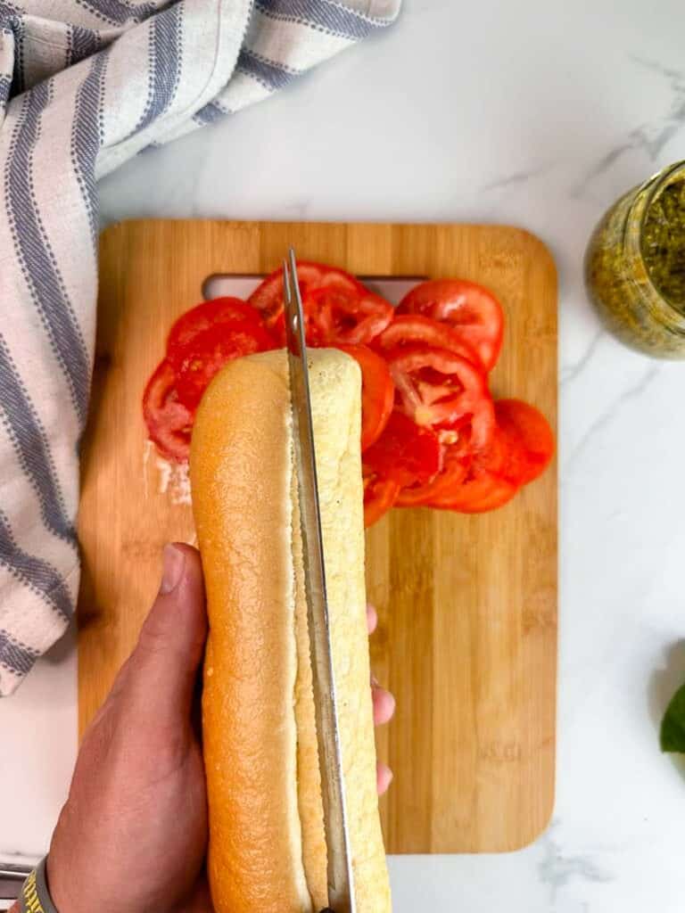 Easy Baguette Caprese Sandwich with Pesto - Seasoned Sprinkles