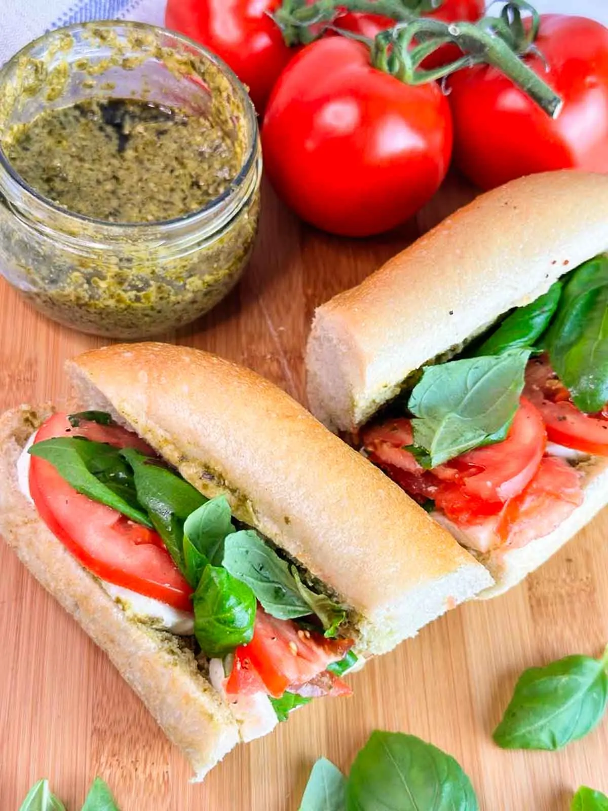 Easy Baguette Caprese Sandwich with Pesto - Seasoned Sprinkles